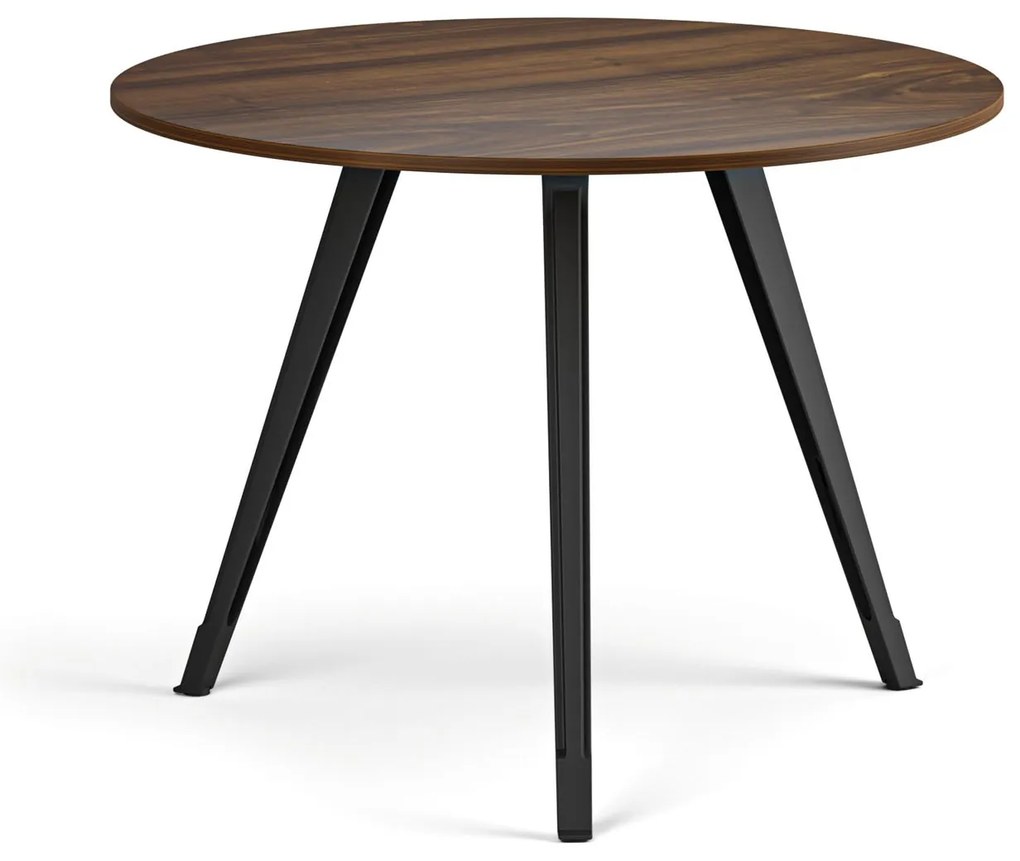 Konferenční stůl PRIMO ZEN, průměr 100 cm, černá podnož, ořech