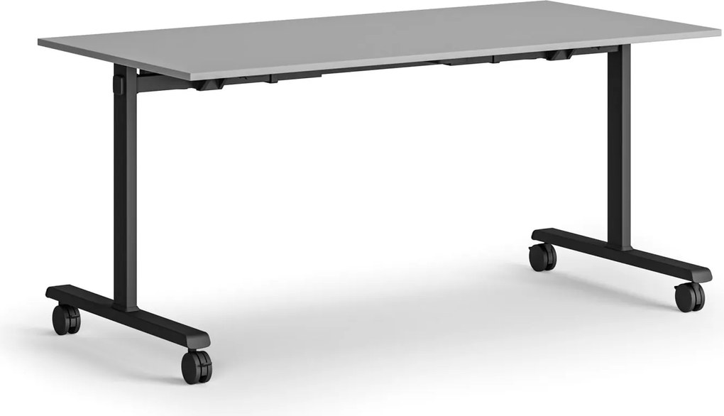 Mobilní stůl MATCH, 160x80 cm, černá podnož, šedá