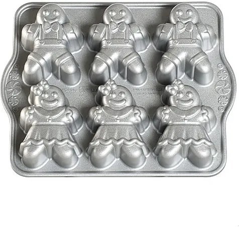 Forma na 6 mini bábovek ve stříbrné barvě Nordic Ware Girls And Boys, 1,1 l