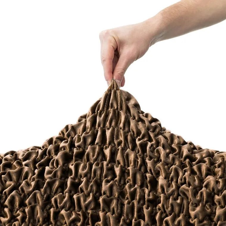 Bielastické potahy VELVET hnědé