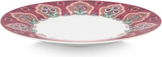 Pip Studio Flower Festival talíř Ø21cm, tmavě růžová (Holandský tenkostěnný porcelán z kolekce Flower Festival Dark Pink)