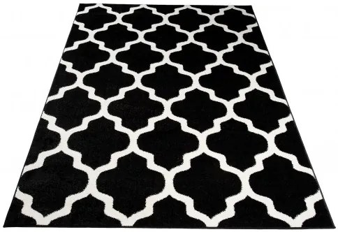 Moderní kusový koberec MAROKO K082A černý bílý Rozměr: 140x190 cm