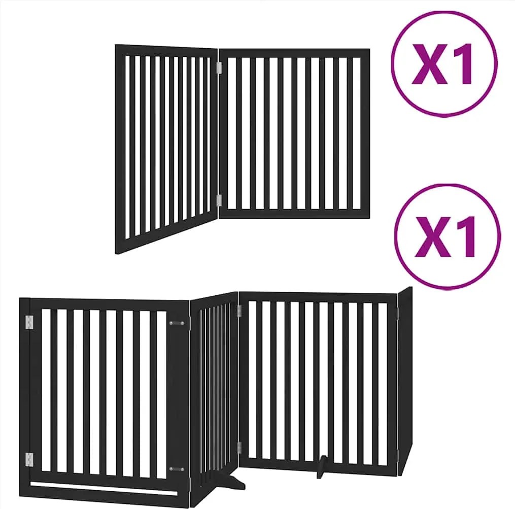 Zábrana pro psy s dvířky skládací 6 panelů černá 480 cm topol 3155685