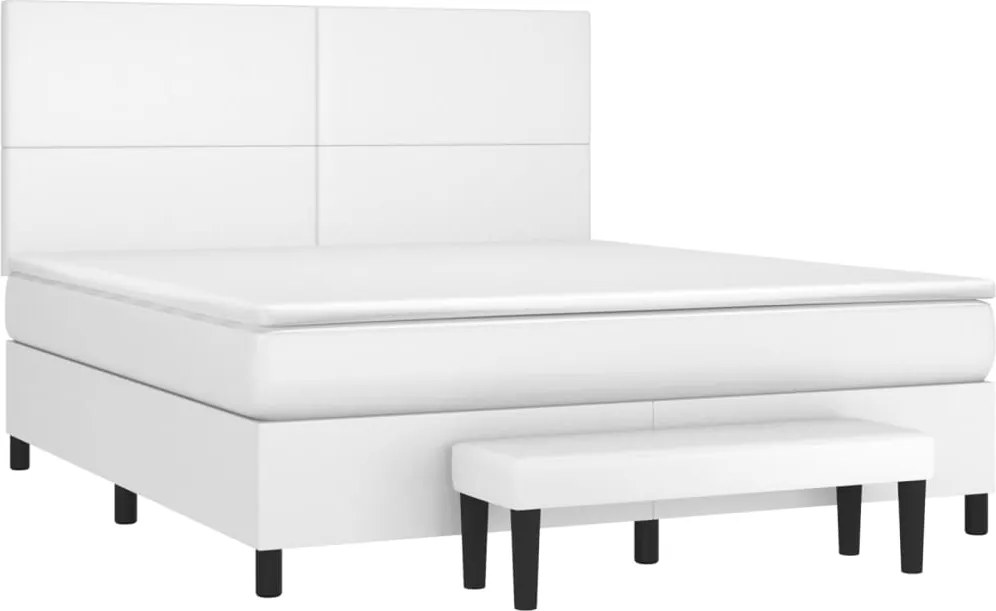 Box spring postel s matrací bílá 160x200 cm umělá kůže 3137552