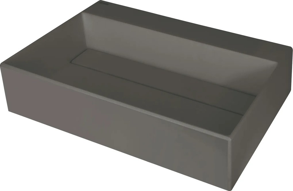 Deante Correo, granitové umyvadlo na desku s poličkou pod baterii a krycí deskou 600x400x130 mm, antracitová, CQR_TU6M