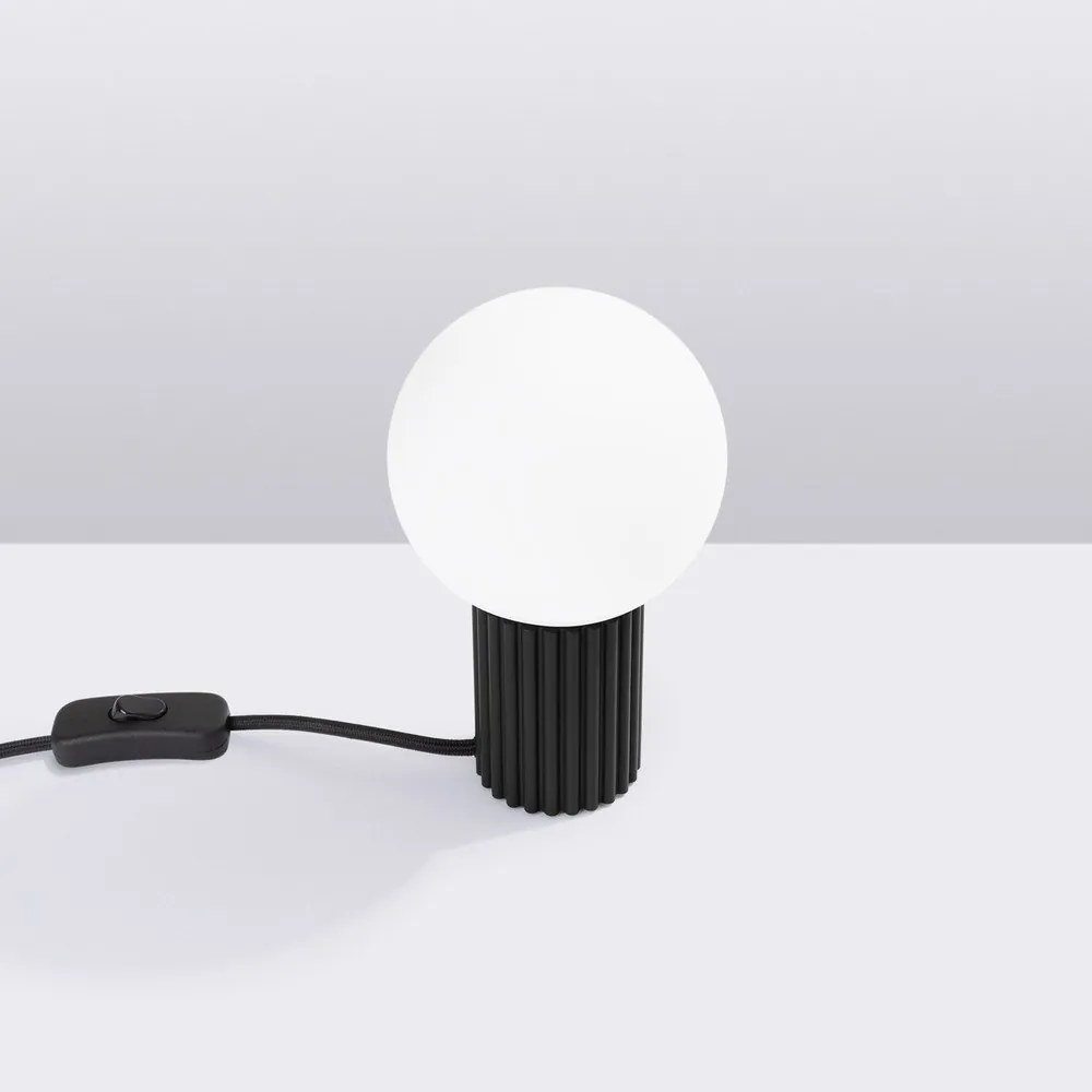 Černá stolní lampa se skleněným stínidlem (výška 19 cm) Orbital – Sollux