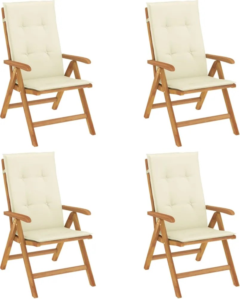 Skládací polohovací křesla s polštáři 4 ks, masivní teak 3196465