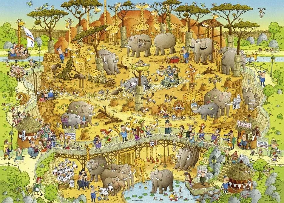 Puzzle heye puzzle šílená zoo: africká expozice 1000 dílků