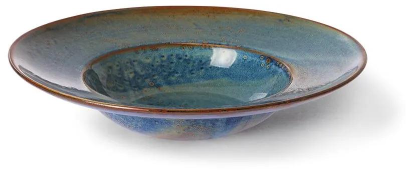 HK living Keramický talíř na těstoviny Rustic Blue 28,5 cm, modrá barva, keramika