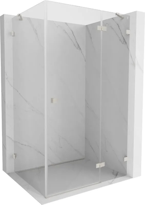 Mexen Lunar, pravostranný výklopný sprchový kout 75 x 80 cm, 8mm čiré sklo, ocelový profil, 834-075-080-97-00-P