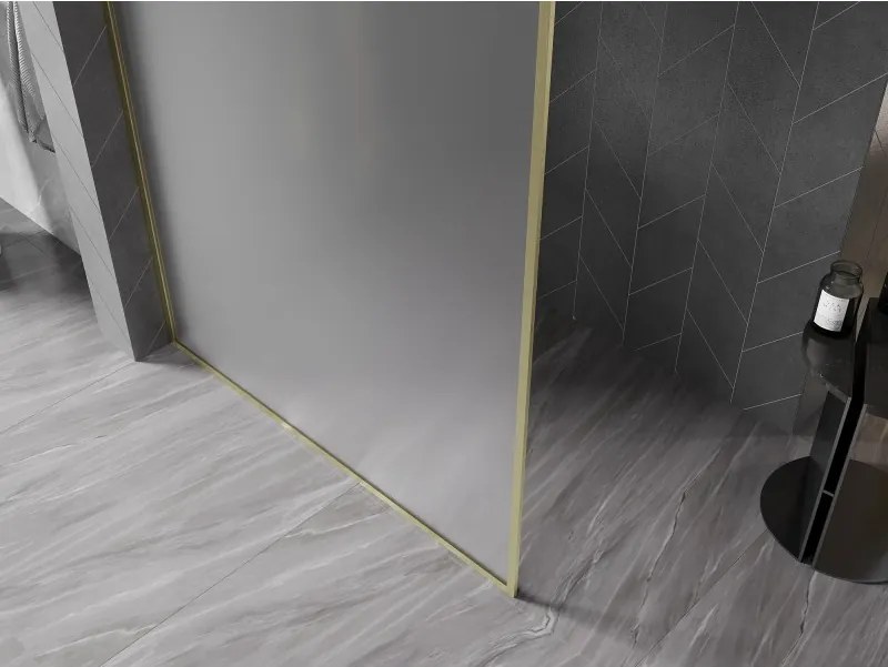Mexen, Mexen Kioto-XF sprchová stěna s rámem 50 x 202 cm, matná 10 mm, matná zlatá - 800-050-104-55-30-X