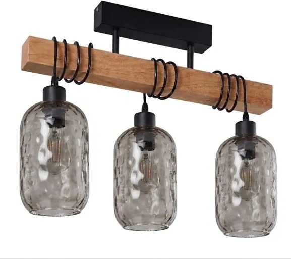BRILAGI - Přisazený lustr WOOD GLASS 3xE27/60W/230V borovice/černá/kouř šedá
