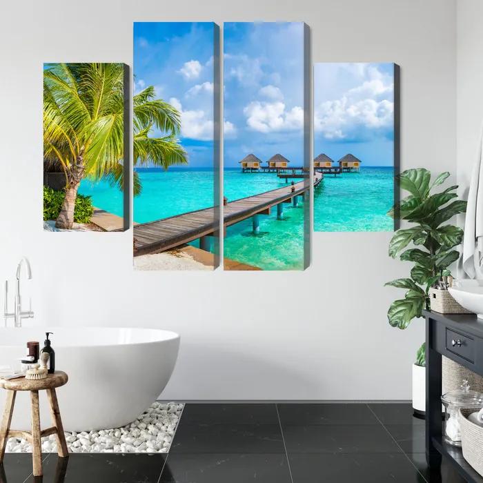 Vícedílný obraz Plovoucí Domy Na Maledivách Nedostatek Nedostatek Přírodní plátno 200x150