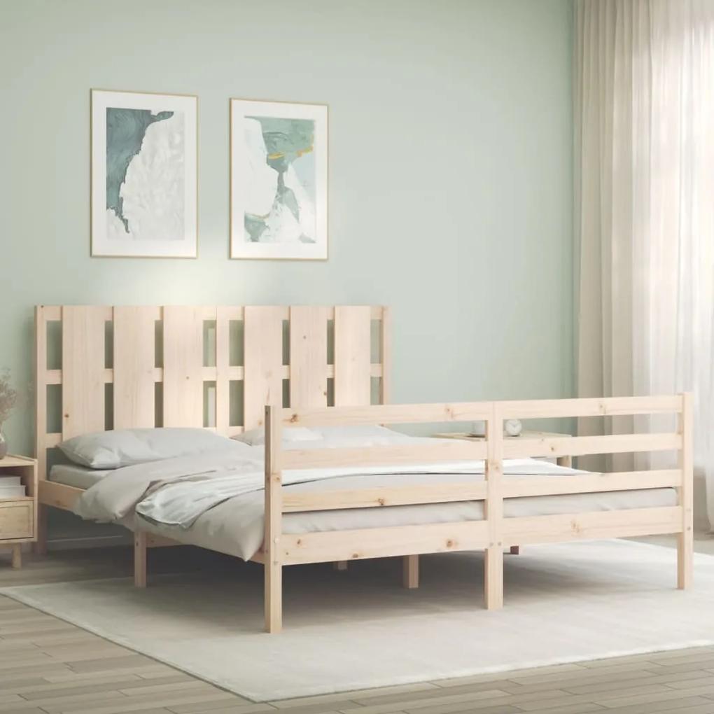 Rám postele s čelem 160 x 200 cm masivní dřevo,  3194126
