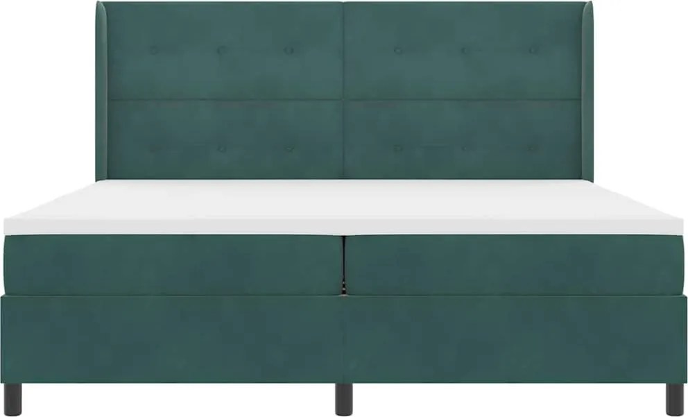 Postel s boxspringem s čelo Tmavě zelená 200 x 200 cm samet 3342029