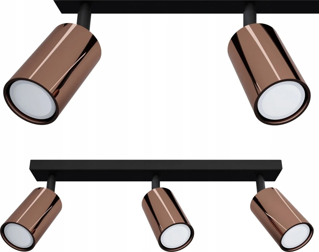 Závěsná lampa Stropní Svítidlo Rune 3-bodová 3x GU10 kovová, černo-měděná