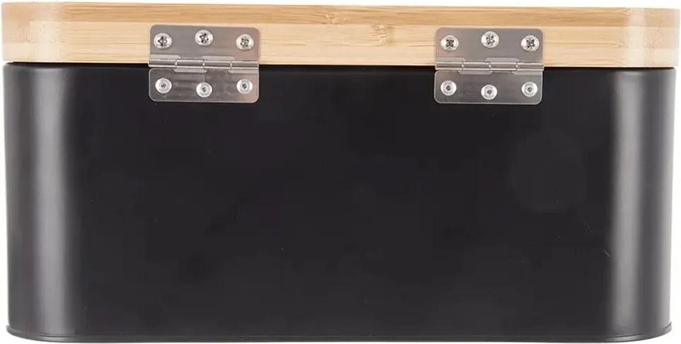 Orion Chlebník BLACK, plech/bambus, 30 x 19,5 x 14,5 cm