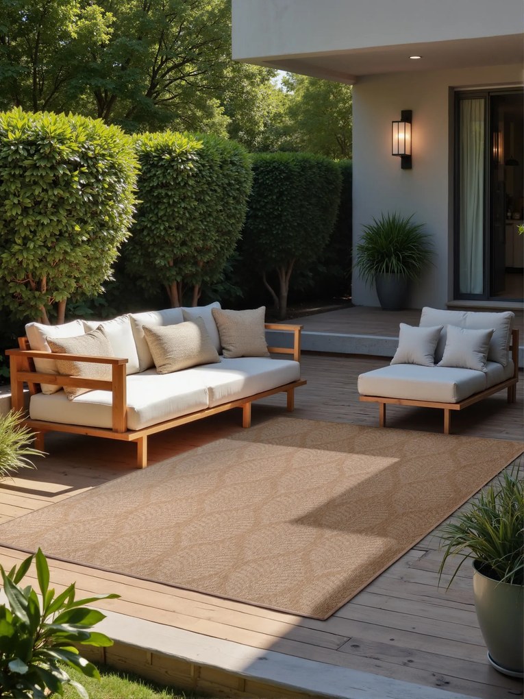 NORTHRUGS, Kusový koberec Duet Liora 106247 Beige/White - na ven i na doma, 200x290, béžová, chodba / předsíň