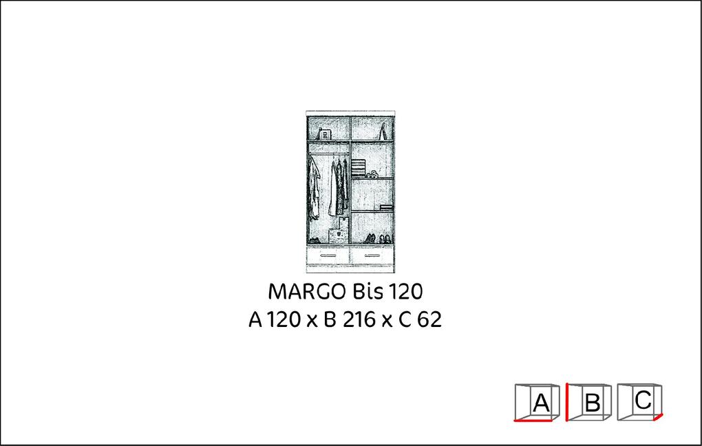 Arkos meble Skříň Margo 120 BIS Barva: Bílá
