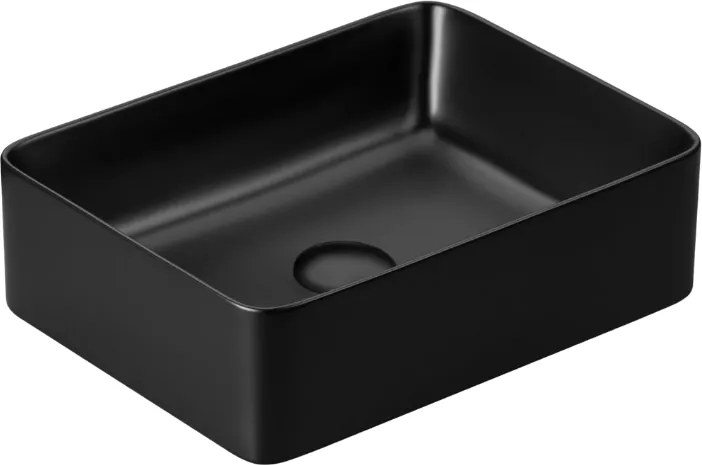 UPTrend Obdélníkové keramické umyvadlo na desku ROMA MATT BLACK TR41313‑U18, černá mat