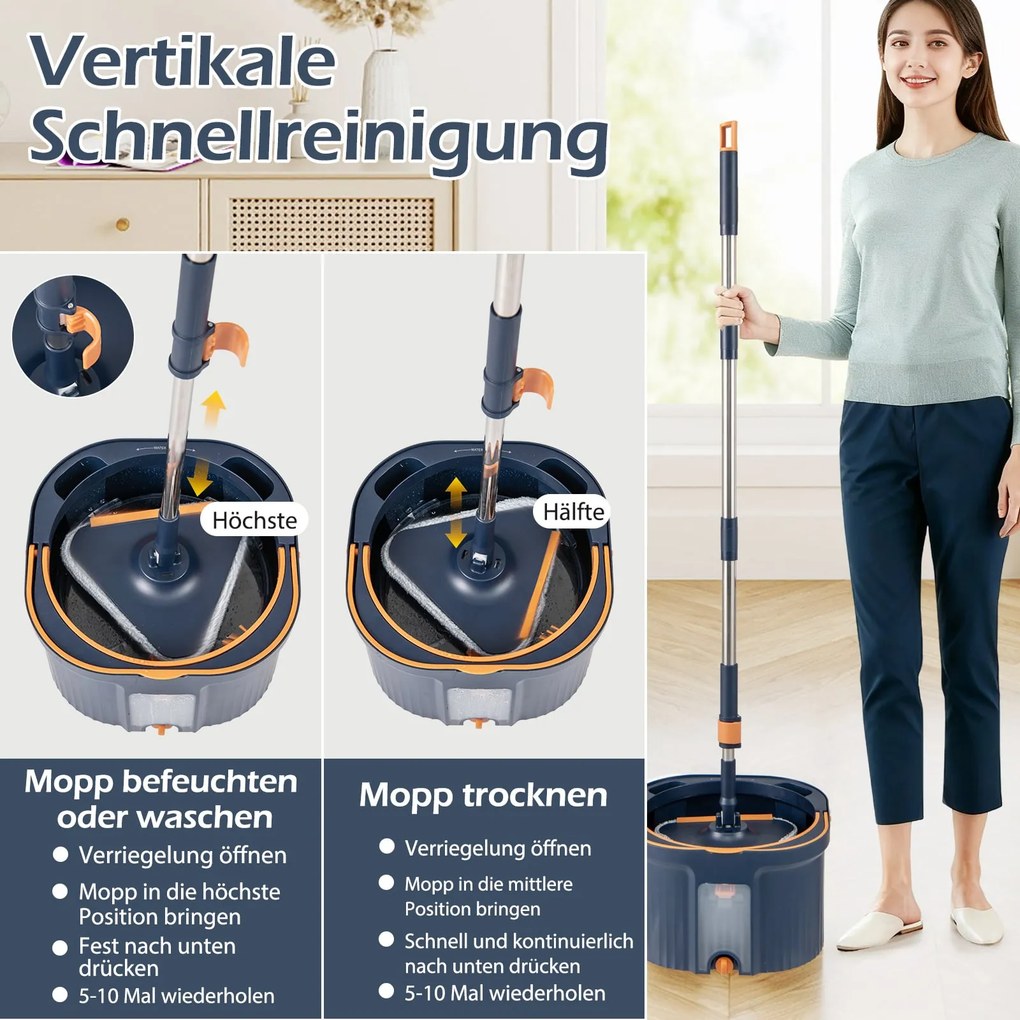 Costway Systém mopu a kbelíku s funkcí separace a ždímání odpadní vody a 360°