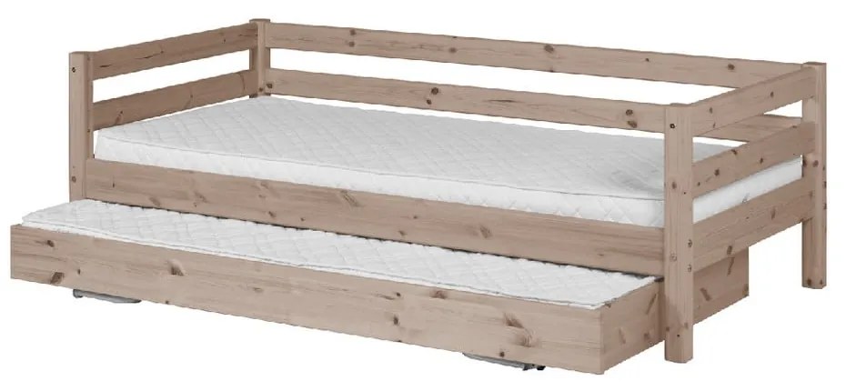 Hnědá dětská postel z borovicového dřeva s výsuvným lůžkem Flexa Classic, 90 x 200 cm