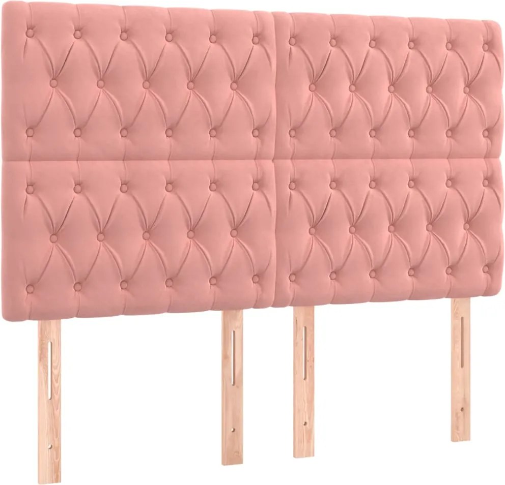Box spring postel s matrací a LED růžová 160x200 cm samet 3136316