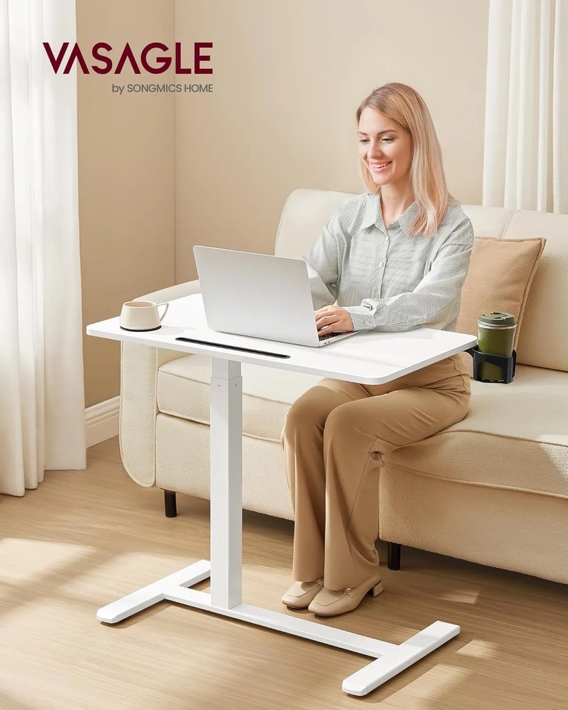 Výškově nastavitelný odkládací stolek Vasagle Elev 80 cm bílý