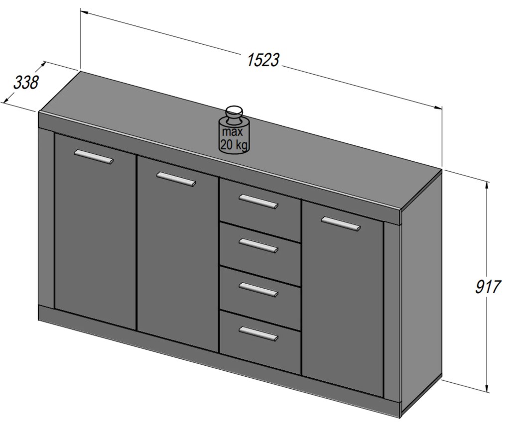Sconto Komoda BACCIO bílá/beton