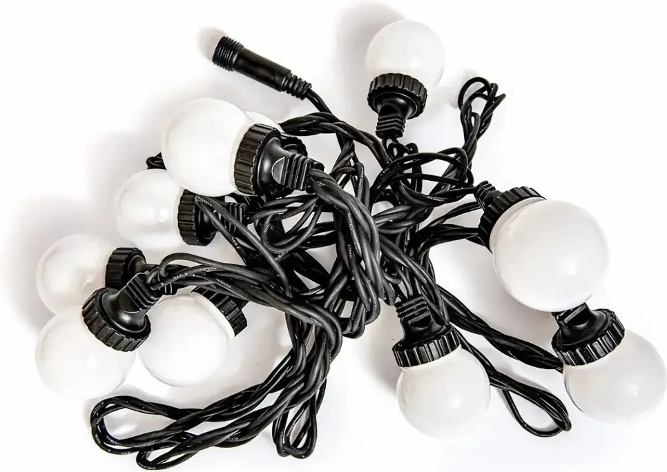Easy Fix LED party osvětlení, 5 m, venkovní, 10 kouliček, 70 ledově bílých diod, černý kabel, IP67, prodlužovací