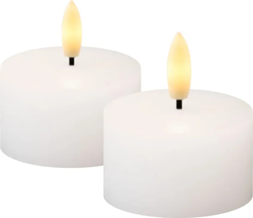 Sada LED čajové svíčky na baterie Sille Tealight, Ø 6 × 3,4 cm, bílé, z pravého vosku, balení 2 ks