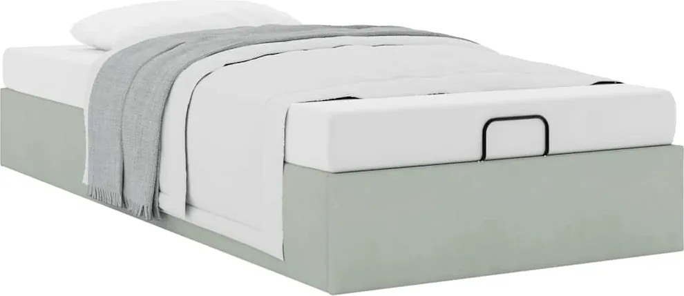 Osmanský rám postele bez matrace světle šedá 100x200 cm samet 3310943