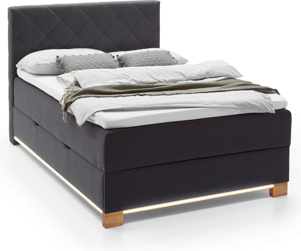 XXXLutz POSTEL BOXSPRING, 140/200 cm, antracitová Xora - Jednolůžkové postele - 000101010801