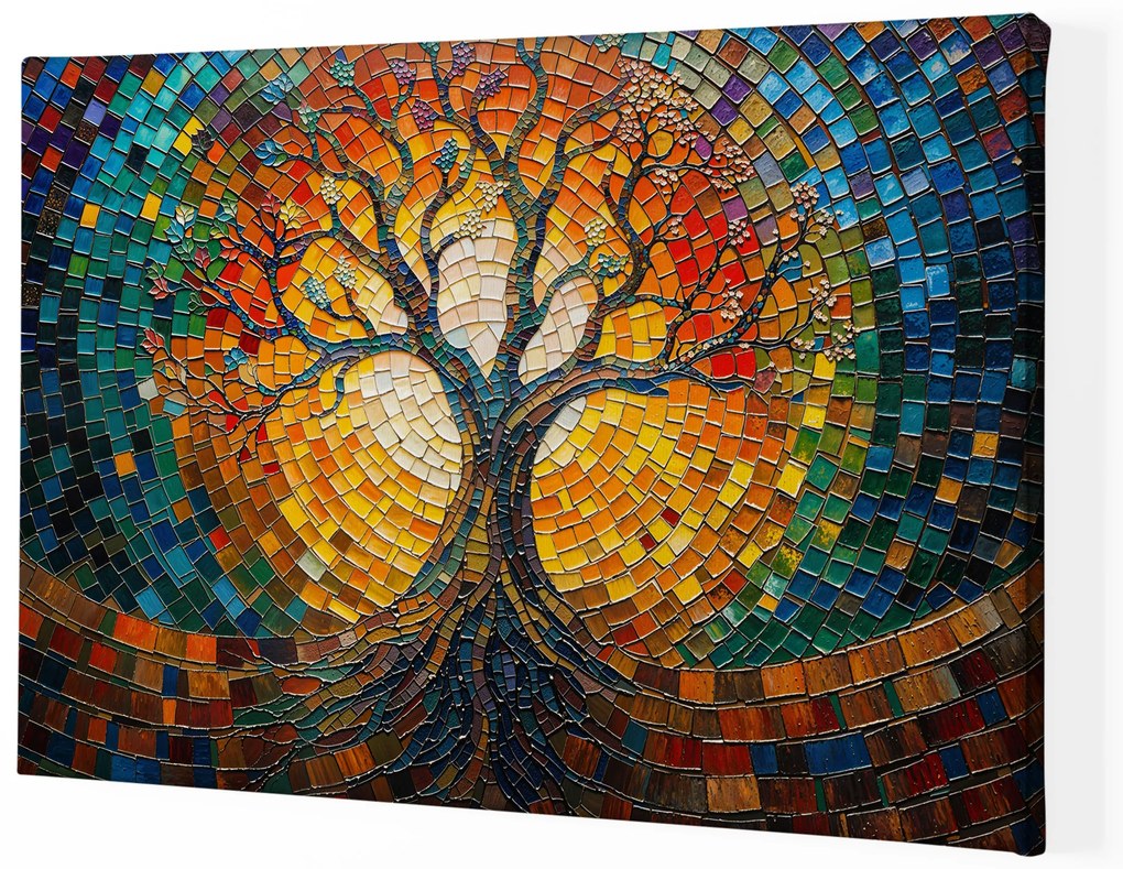 Obraz na plátně - Strom života Mozaika slunečního svitu FeelHappy.cz Velikost obrazu: 40 x 30 cm