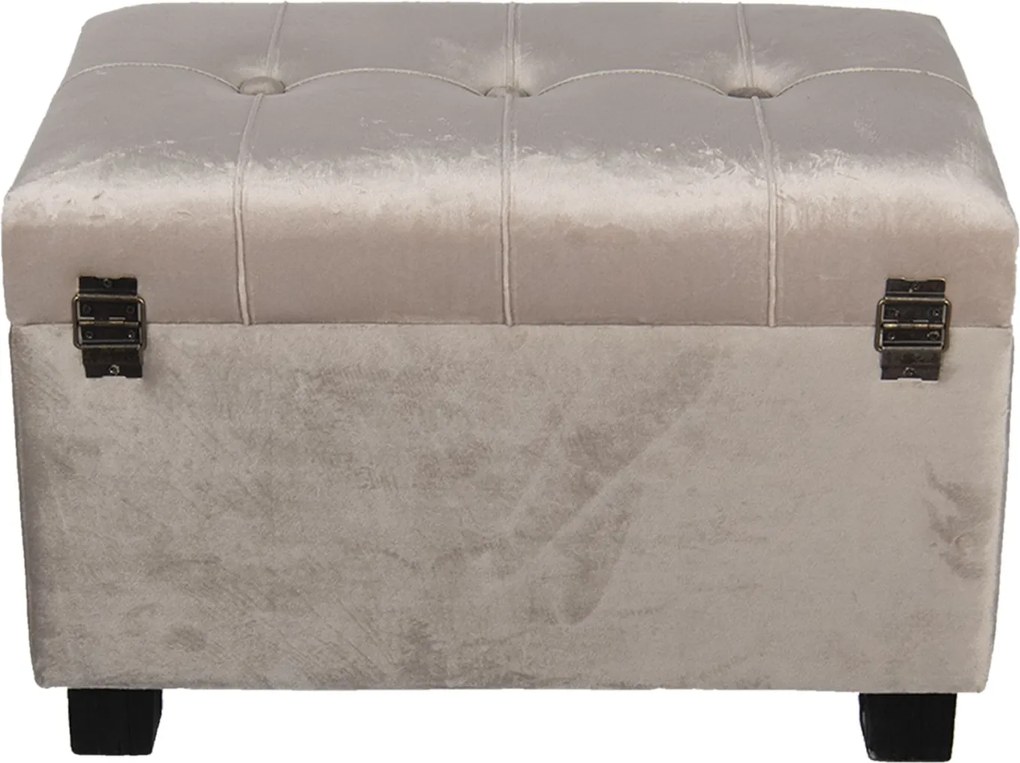 Šedá sametová podnožka Grey - 50*34*33 cm