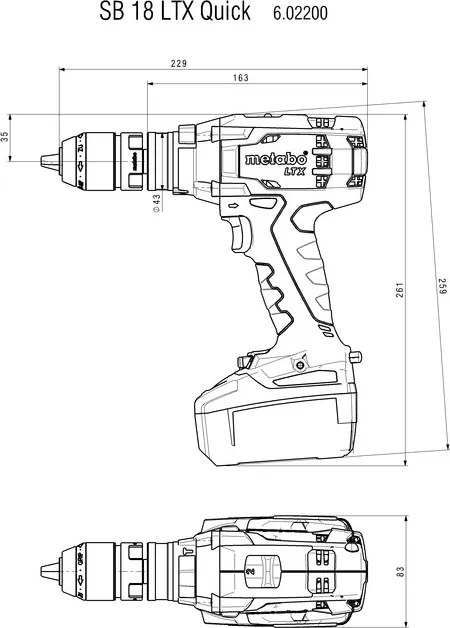 Metabo Aku příklepová vrtačka SB 18 LTX Quick, bez aku, metaloc 602200840