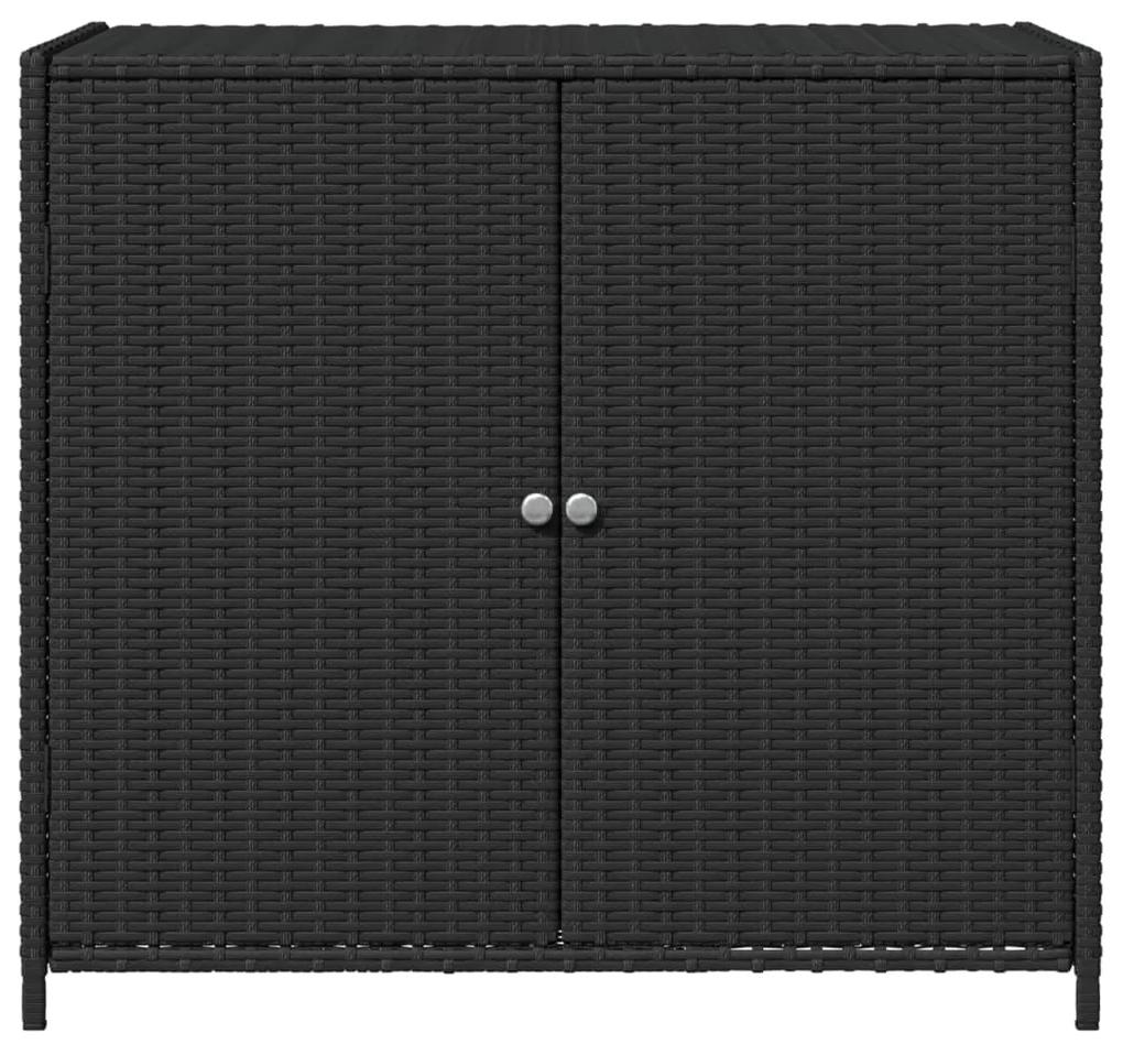 Zahradní úložná skříň černá 83 x 45 x 76 cm polyratan - Default Title