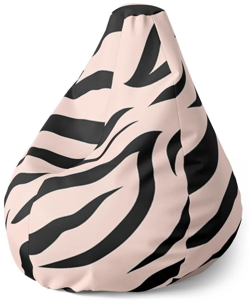 Sablio Sedací vak Pear Růžový vzor zebry - 140 x 100 x 25 cm