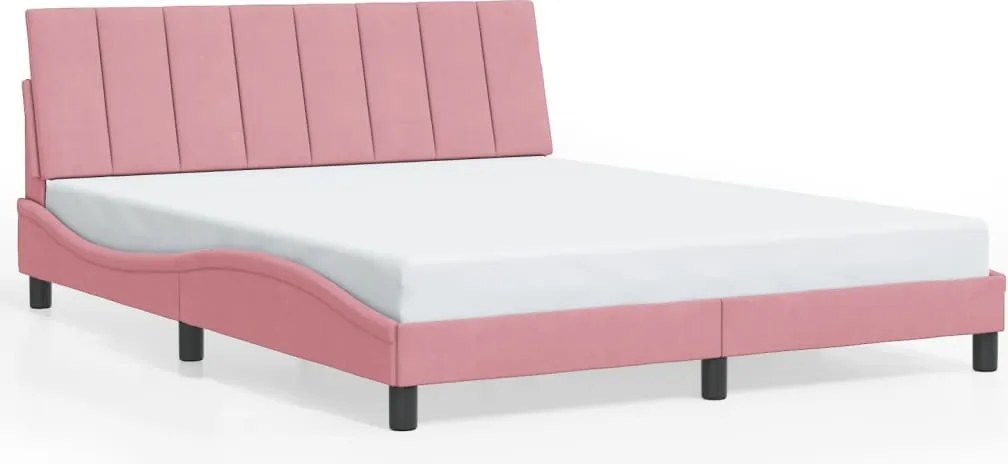 Rám postele s LED osvětlením bez matrace Hanko růžový 160 x 200 cm samet 3213792
