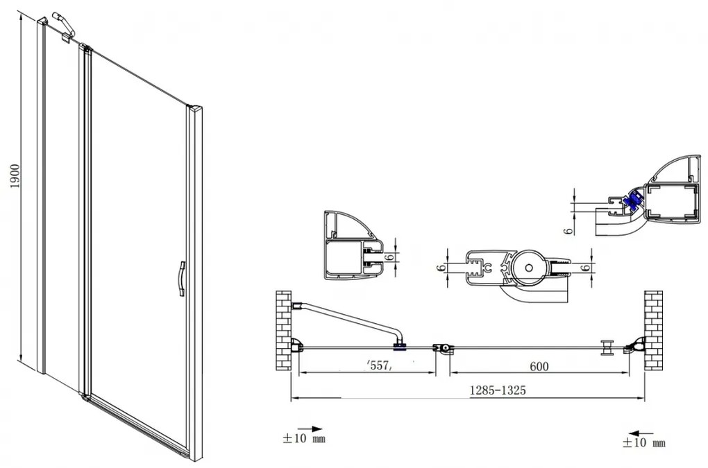 Gelco ONE GO4413D sprchové dveře do niky 130 x 190 cm čiré sklo