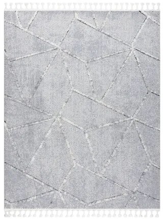 koberec SEVILLA Z791C mozaika šedá / bílá střapce, Berber, Maroko, velikost 120x170 cm | krásné koberce cz