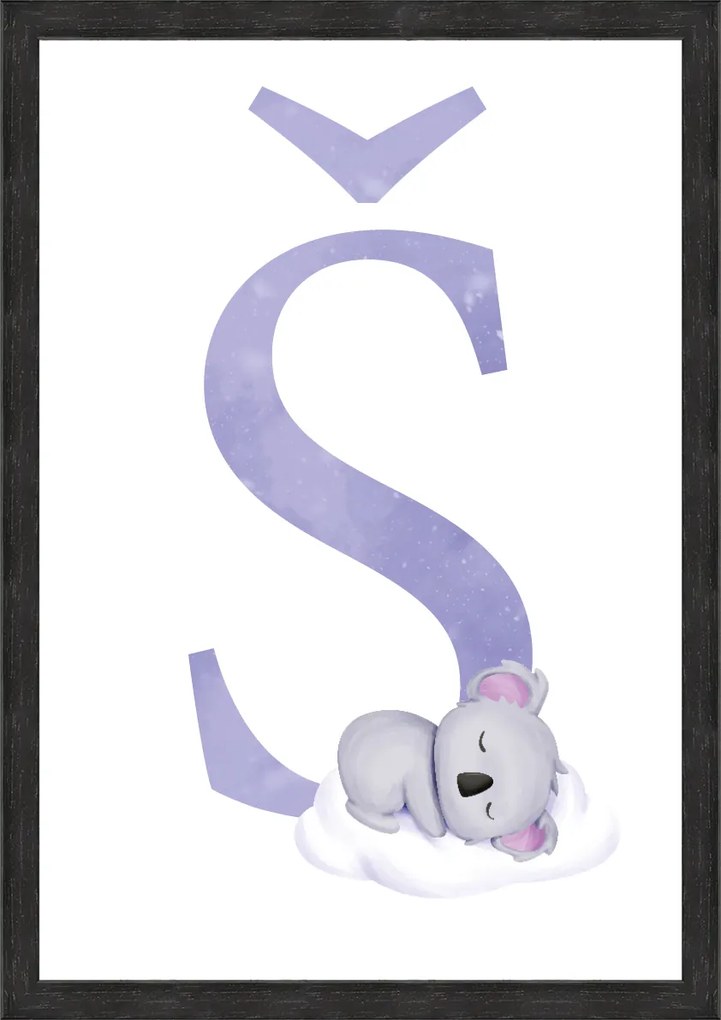 Abeceda písmena s koalou - Obraz, Plakát Velikost: B2 - 50x70 cm, Volba rámu: bez rámu, Písmeno: V
