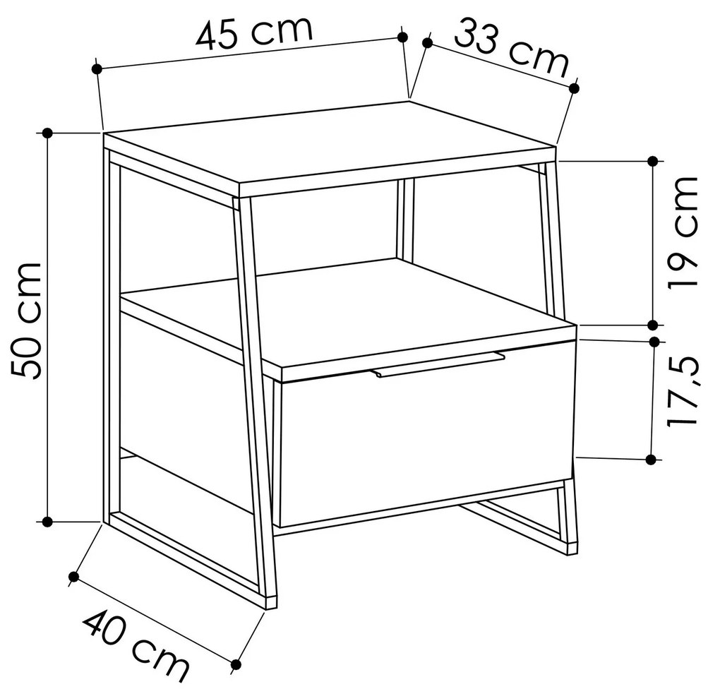 KALUNE DESIGN Noční stolek PAL světle hnědý 855DTE3515