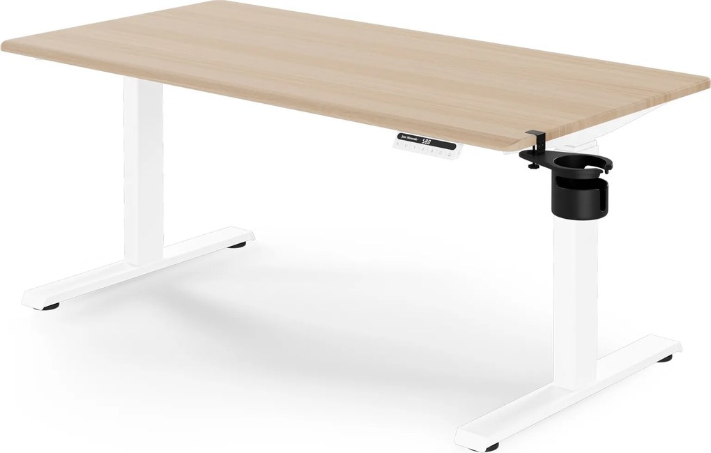 Elektrický stůl s nastavitelnou výškou ergonomický bílý/dub sonoma,1400x700 mm: ARIA
