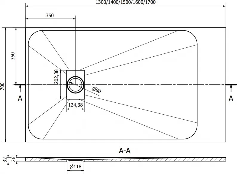 Mexen Hugo, obdélníková sprchová vanička SMC 150 x 70 cm, bílá, bílá krytka, 42107015-W