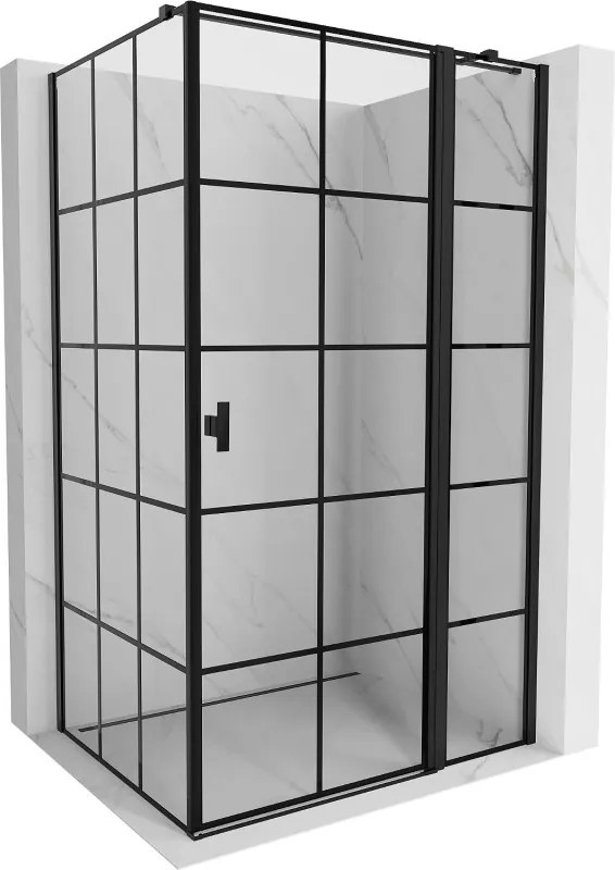 Mexen Mist T, sprchový kout s křídlovými dveřmi, pravý, 95 x 120 cm, 8mm čiré sklo, černý profil, 8A4T-095-120-70-77-P