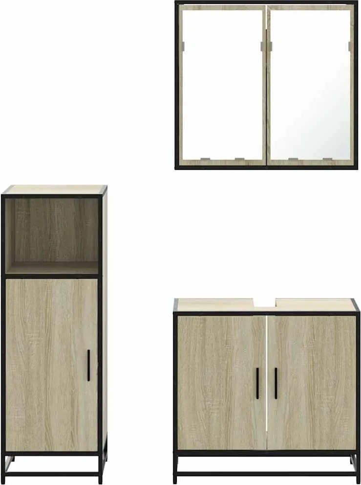 3dílný set koupelnového nábytku dub sonoma kompozitní dřevo 3300946