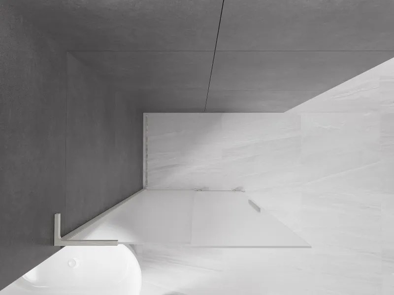Mexen Velar L, posuvná sprchová zástěna Walk-in 100 x 200 cm, 8mm sklo námraza, broušená ocel, 871-100-003-33-97