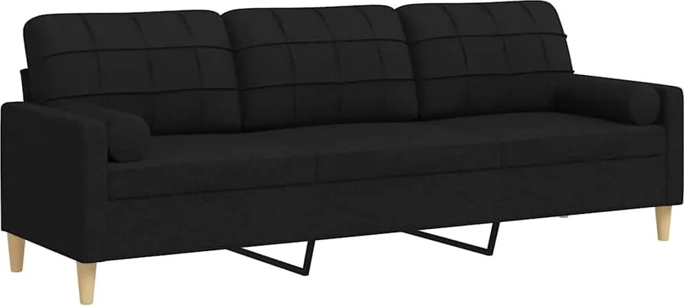 3místná pohovka s polštáři černá 210 cm textil 3278205