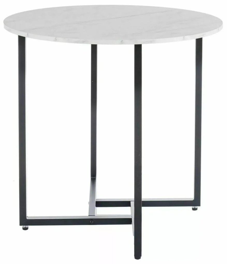 Kulatý jídelní stůl Alto 80 cm bílý mramor/černý